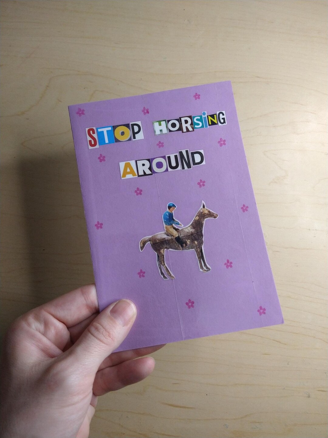 Stop Horsing Around, Collage Greeting Card - Etsy