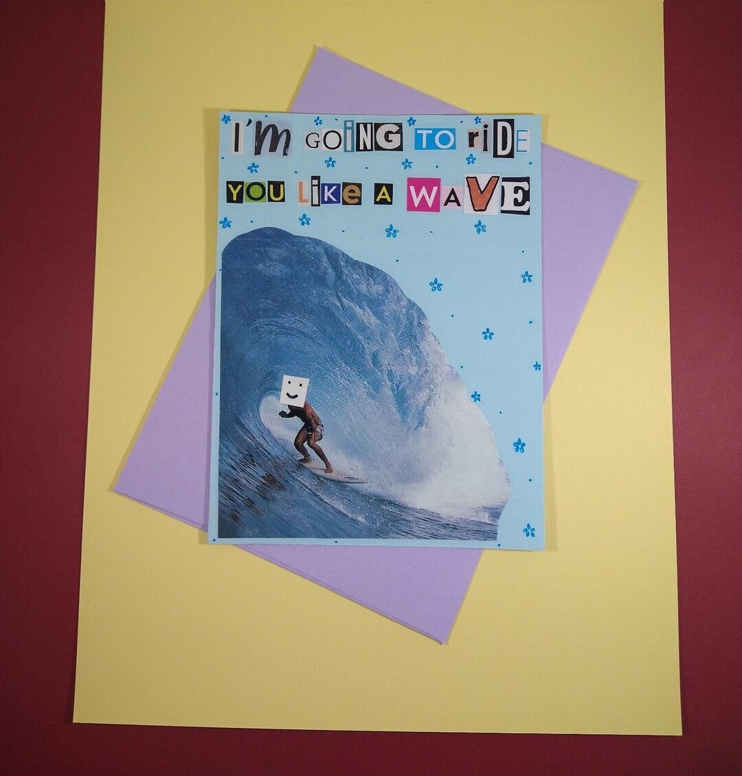 I'm Going to Ride You Like A Wave, Collage Greeting Card - Etsy