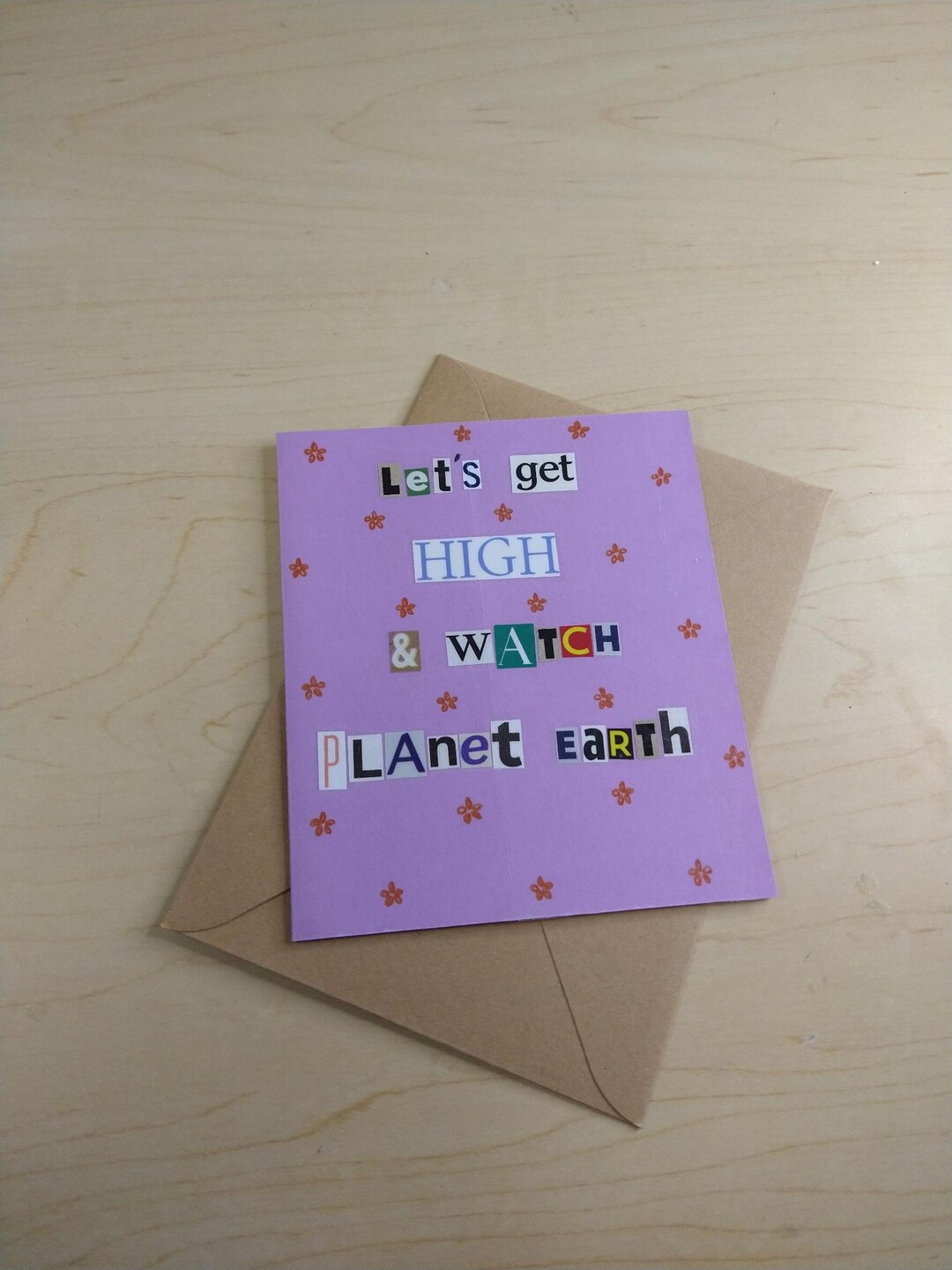 Let's Get High & Watch Planet Earth, Collage Greeting Card - Etsy