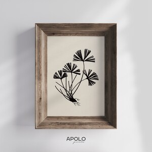 Ray Fern Sketch Print, Printable Botanical Art, Vintage Charcoal ...