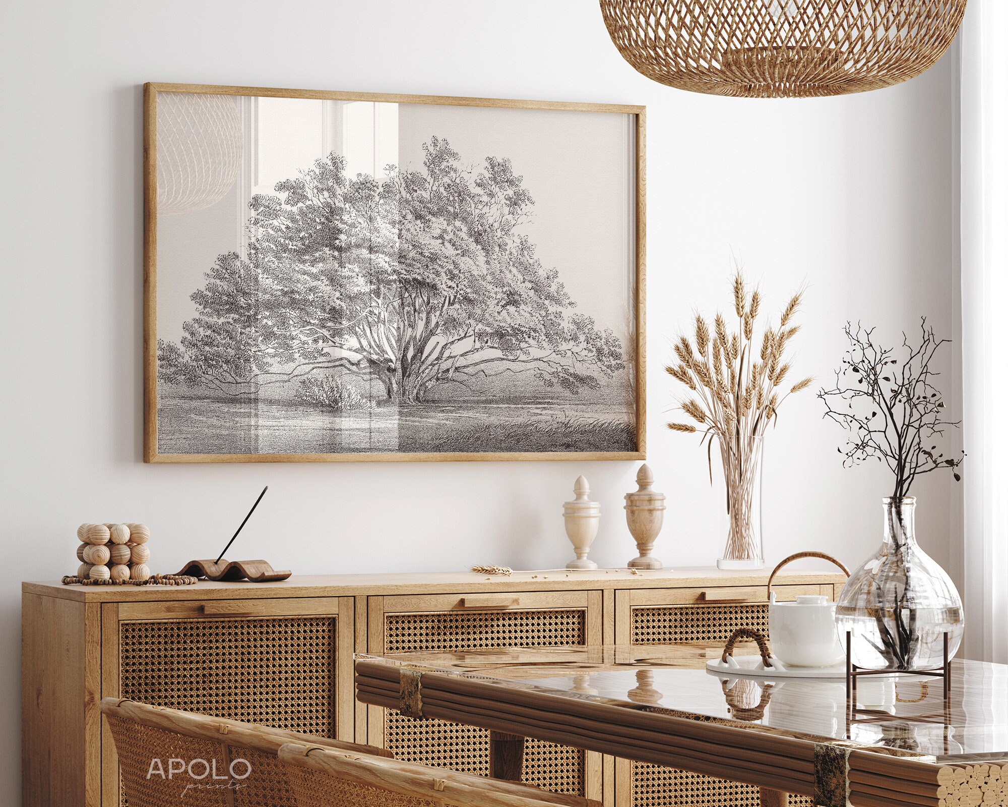 Printable Wide Tree Drawing Tree Wall Art Vintage Sketch - Etsy Australia