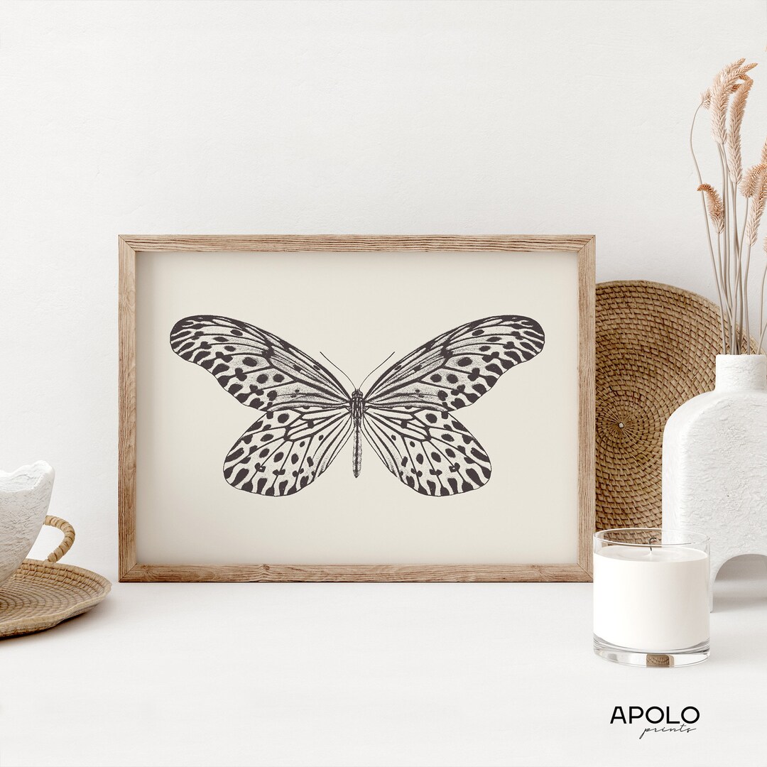 Butterfly Print Printable Neutral Art Boho Wall Art Vintage - Etsy