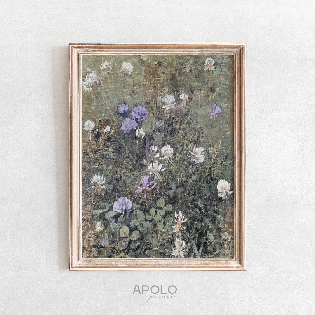 Printable Spring Wildflowers Painting, Vintage Oil Painting Enhanced ...