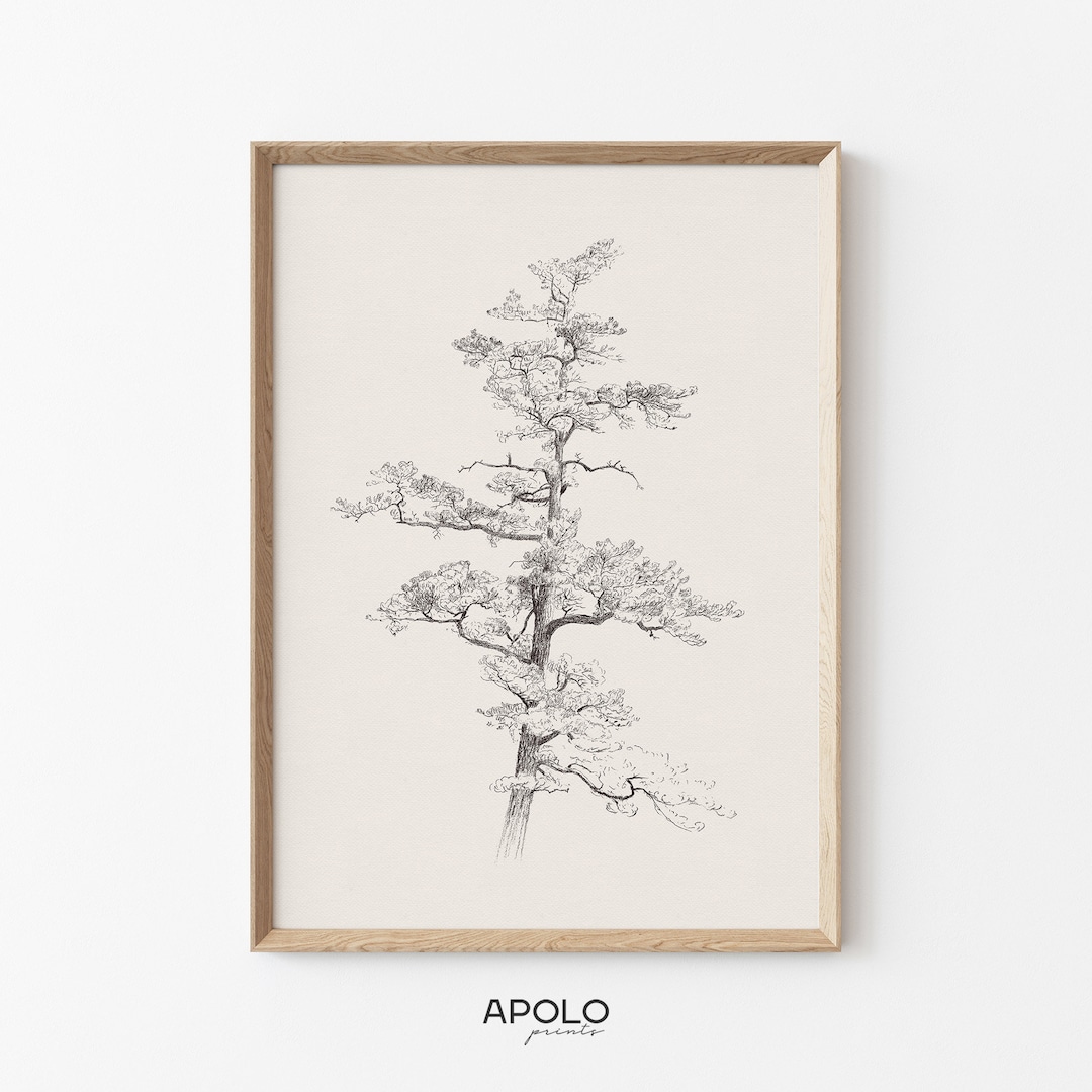 Tree Drawing No. 1, Printable Tree Wall Art, Vintage Tree Sketch ...