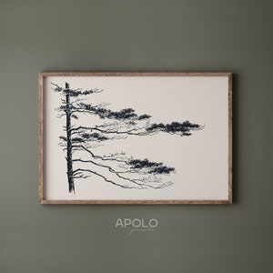 Pine Tree Branch Print No. 2 Vintage Tree Drawing Enhanced - Etsy