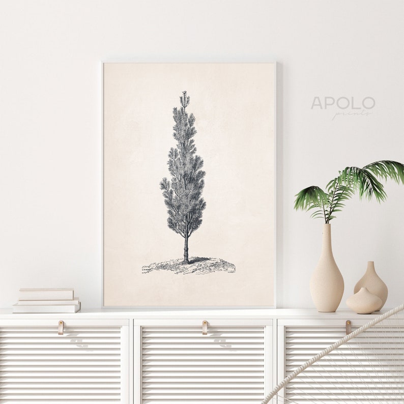 Poplar Tree Print Sketch 04 Vintage Drawing Enhanced | Etsy