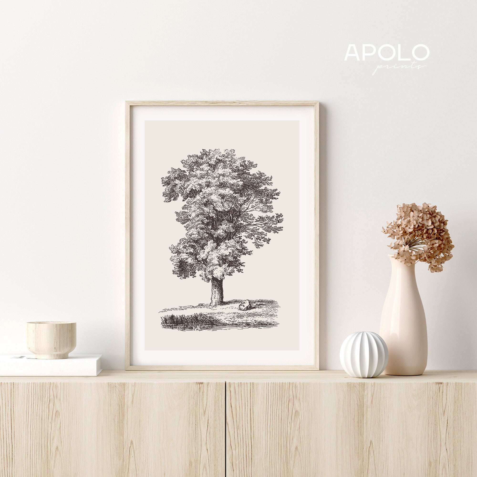 Linden Tree Drawing Vintage Sketch Enhanced Printable Tree - Etsy