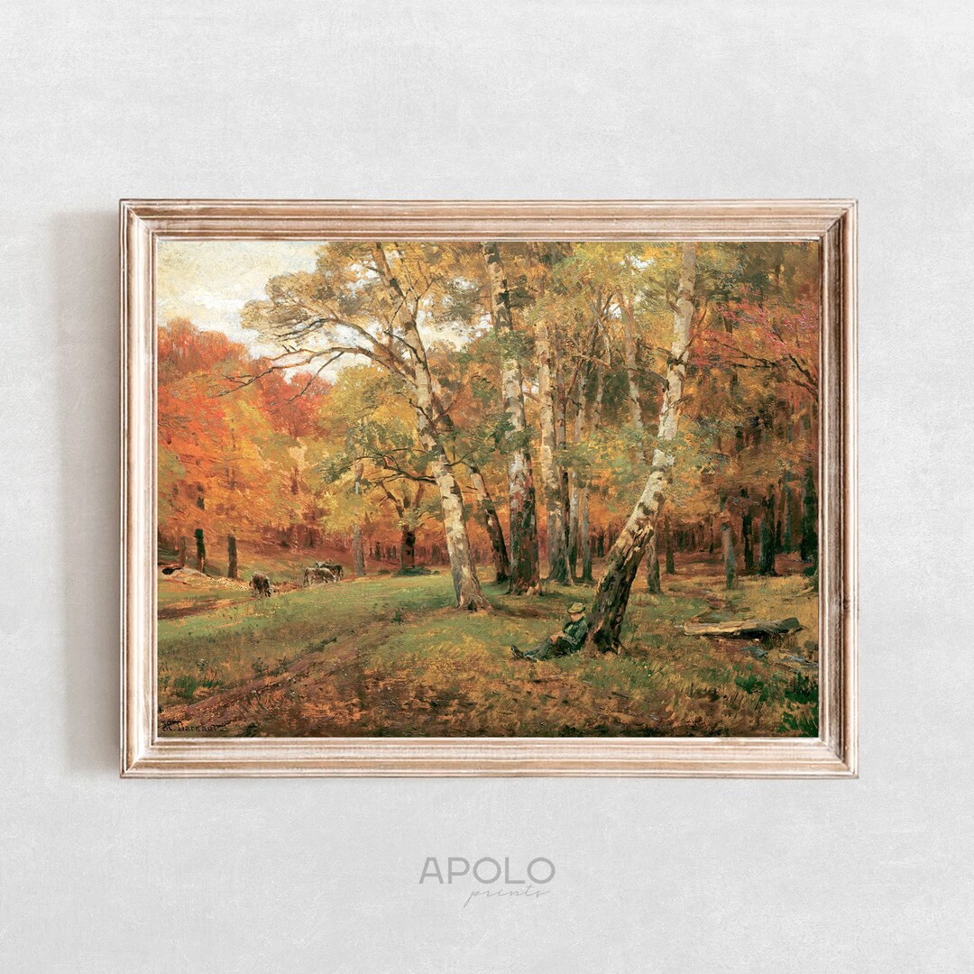 Autumn Landscape Painting, Printable Vintage Landscape Oil Painting ...