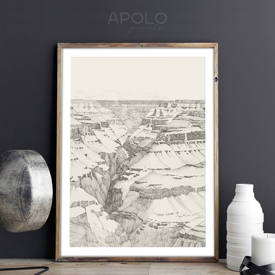 Grand Canyon Drawing Print 04 Vintage Sketch Print Vintage - Etsy