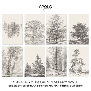 Hemlock Forest Print Vintage Tree Drawing Enhanced Printable - Etsy