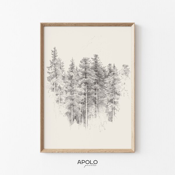 Tree Drawing Digital Art - Etsy