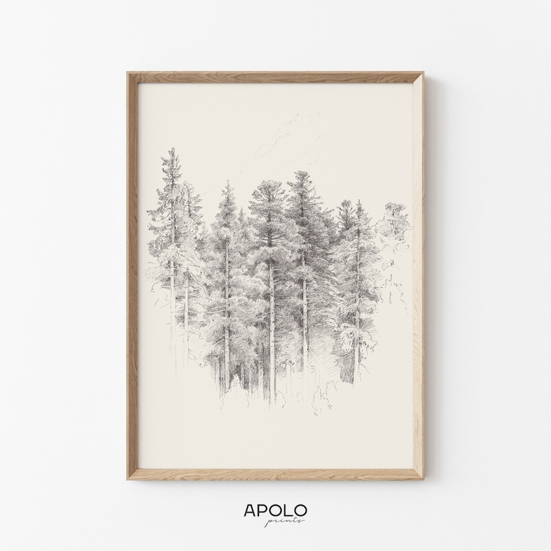 Tree Drawing Digital Art - Etsy