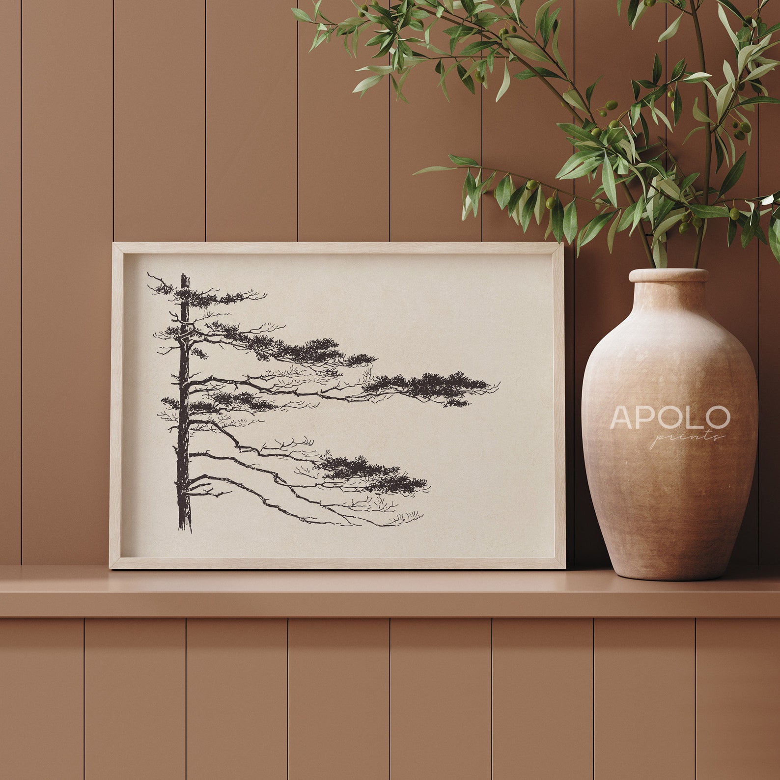 Pine Tree Branch No. 2, Printable Tree Art, Vintage Tree Sketch ...