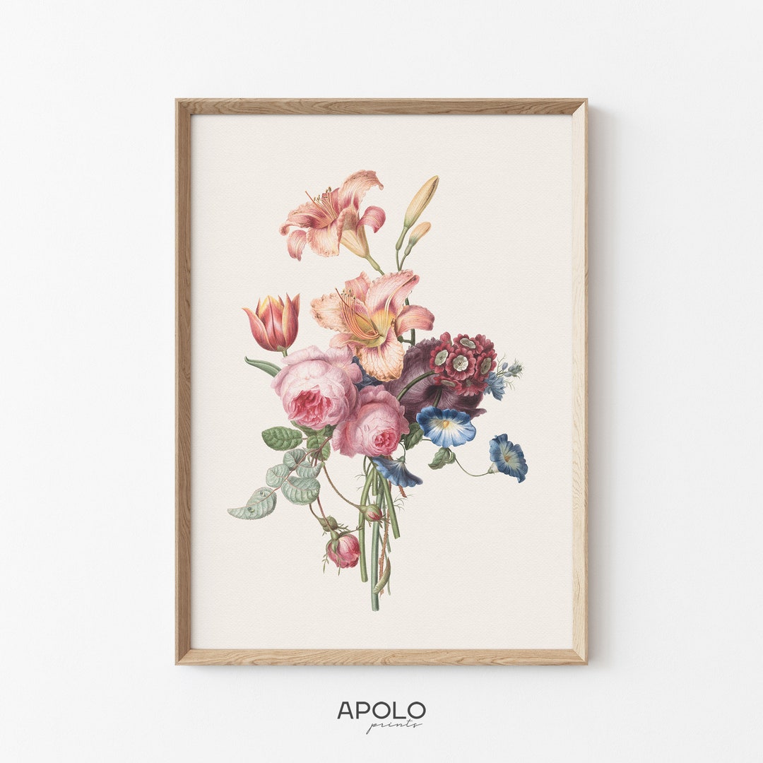 Bunch of Flowers Print, Printable Botanical Drawing Enhanced, Sprint ...