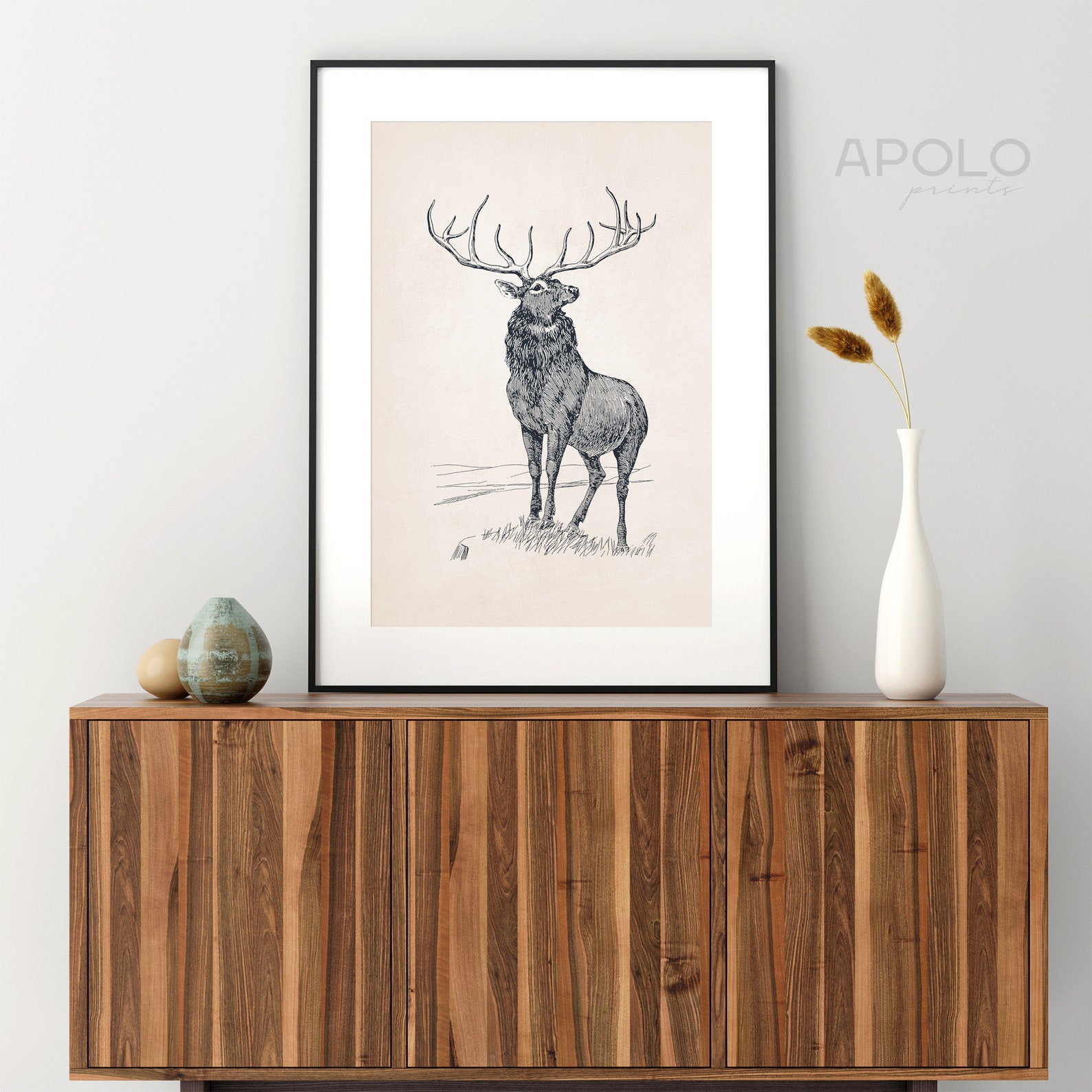 Red Deer Print Vintage Stag Sketch Antique Wildlife Drawing - Etsy