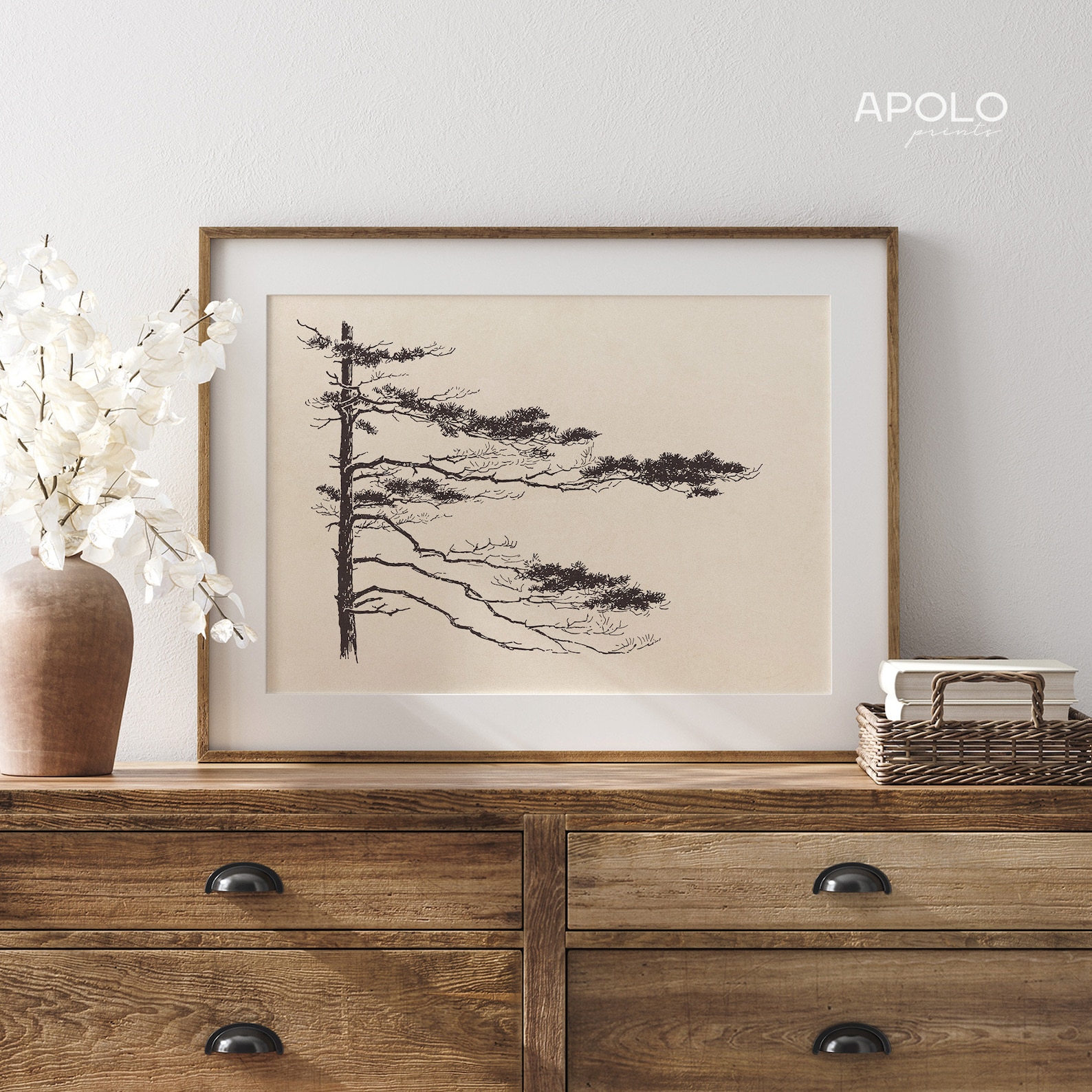 Pine Tree Branch No. 2, Printable Tree Art, Vintage Tree Sketch ...