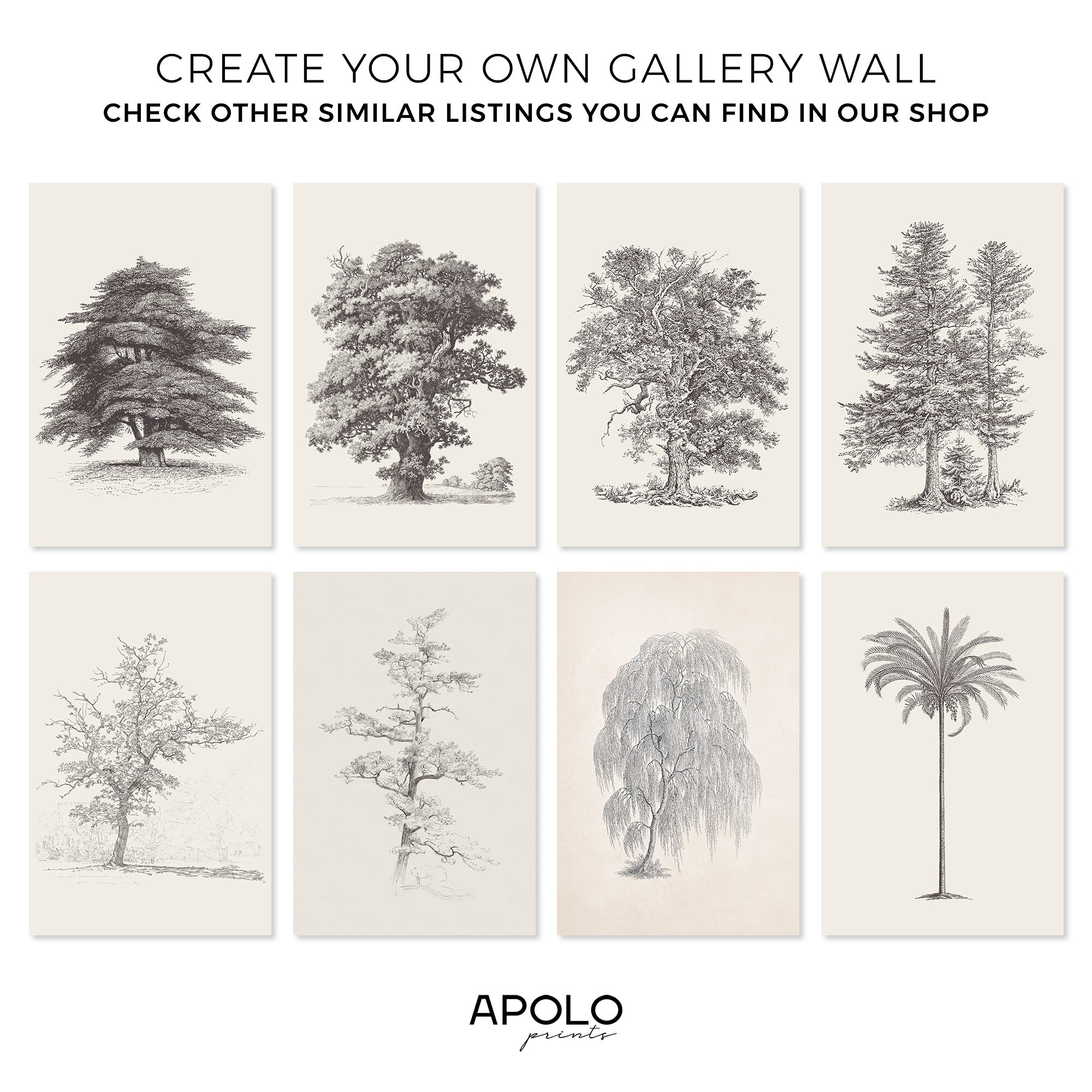 Larch Tree Sketch Print Vintage Rustic Drawing Enhanced - Etsy