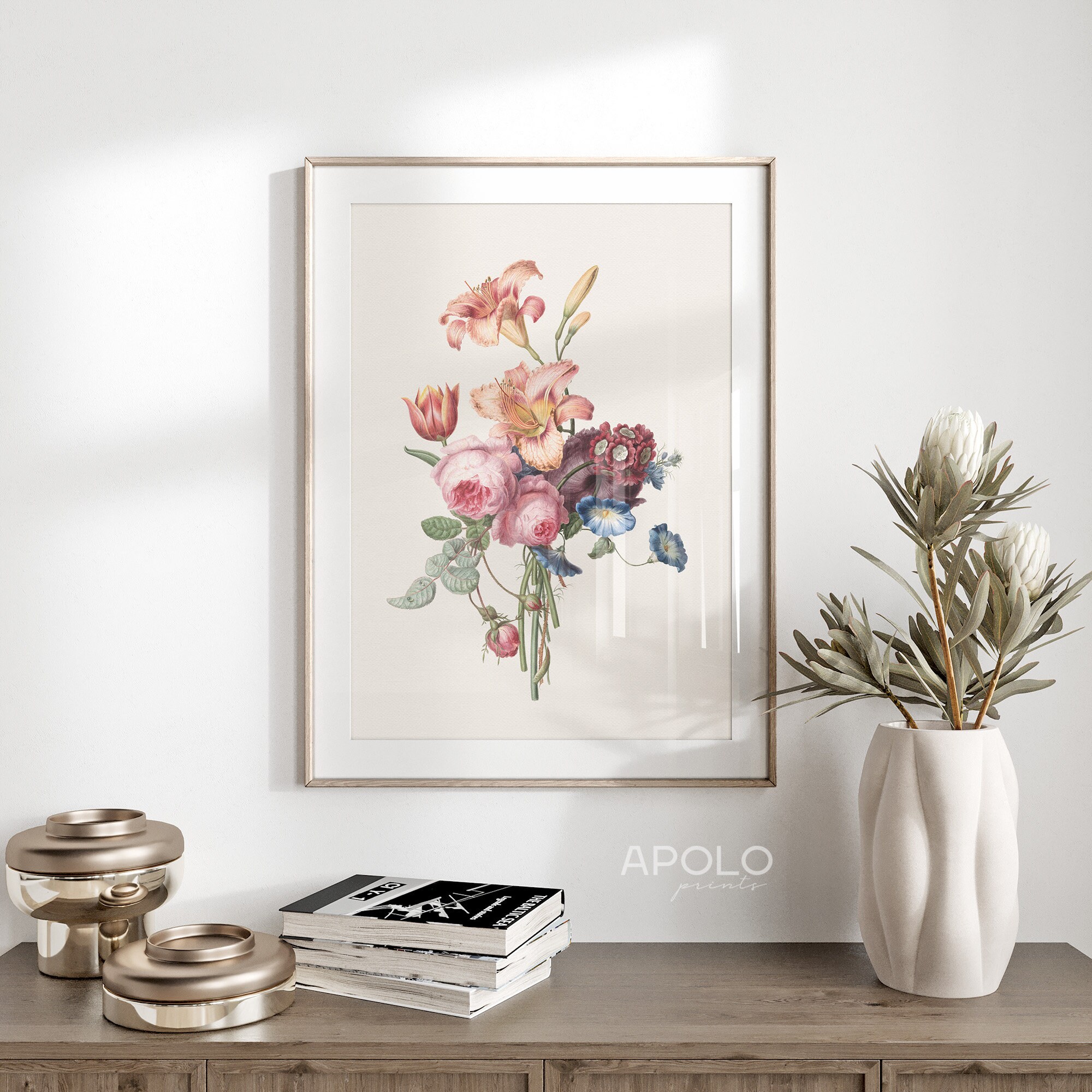 Bunch of Flowers Print, Printable Botanical Drawing Enhanced, Sprint ...