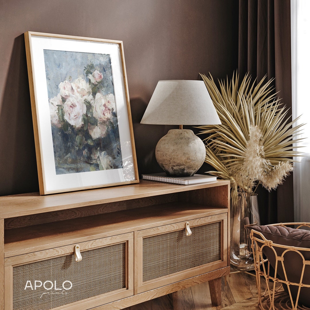 Muted Roses Painting Floral Printable Wall Art Vintage Oil - Etsy