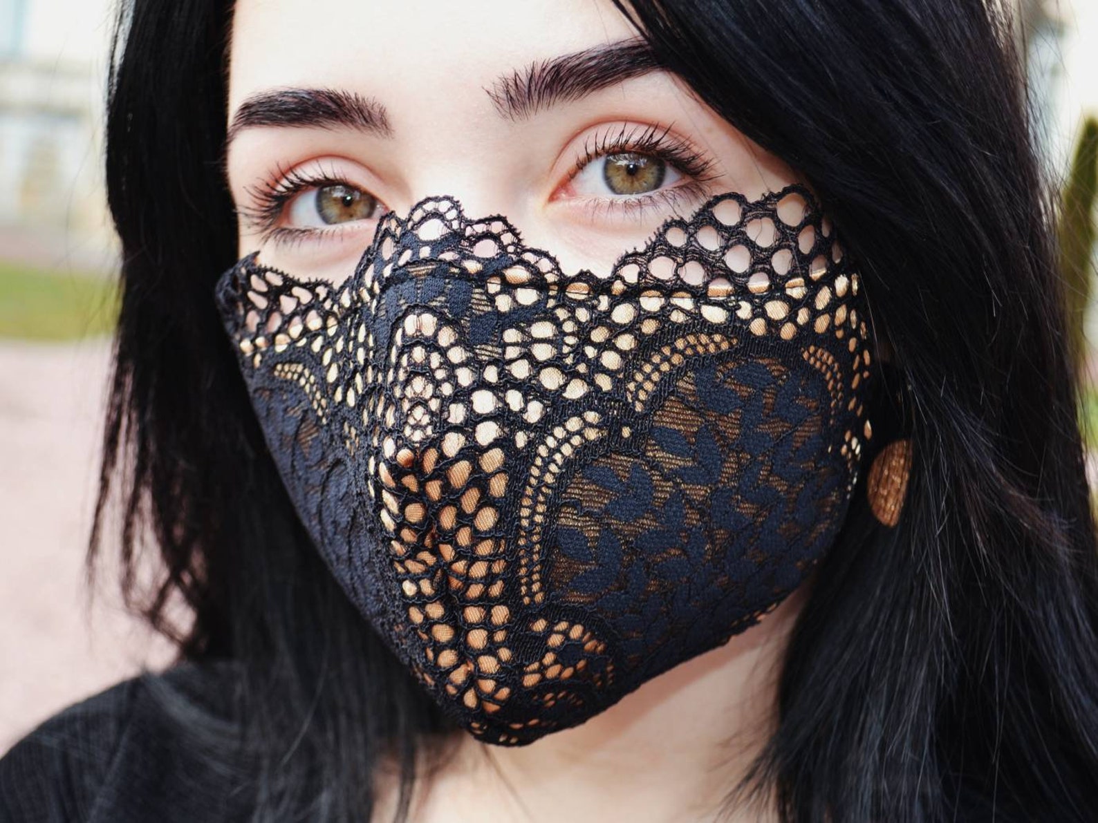 Elegance romantic black lace face mask/ Women's vintage | Etsy