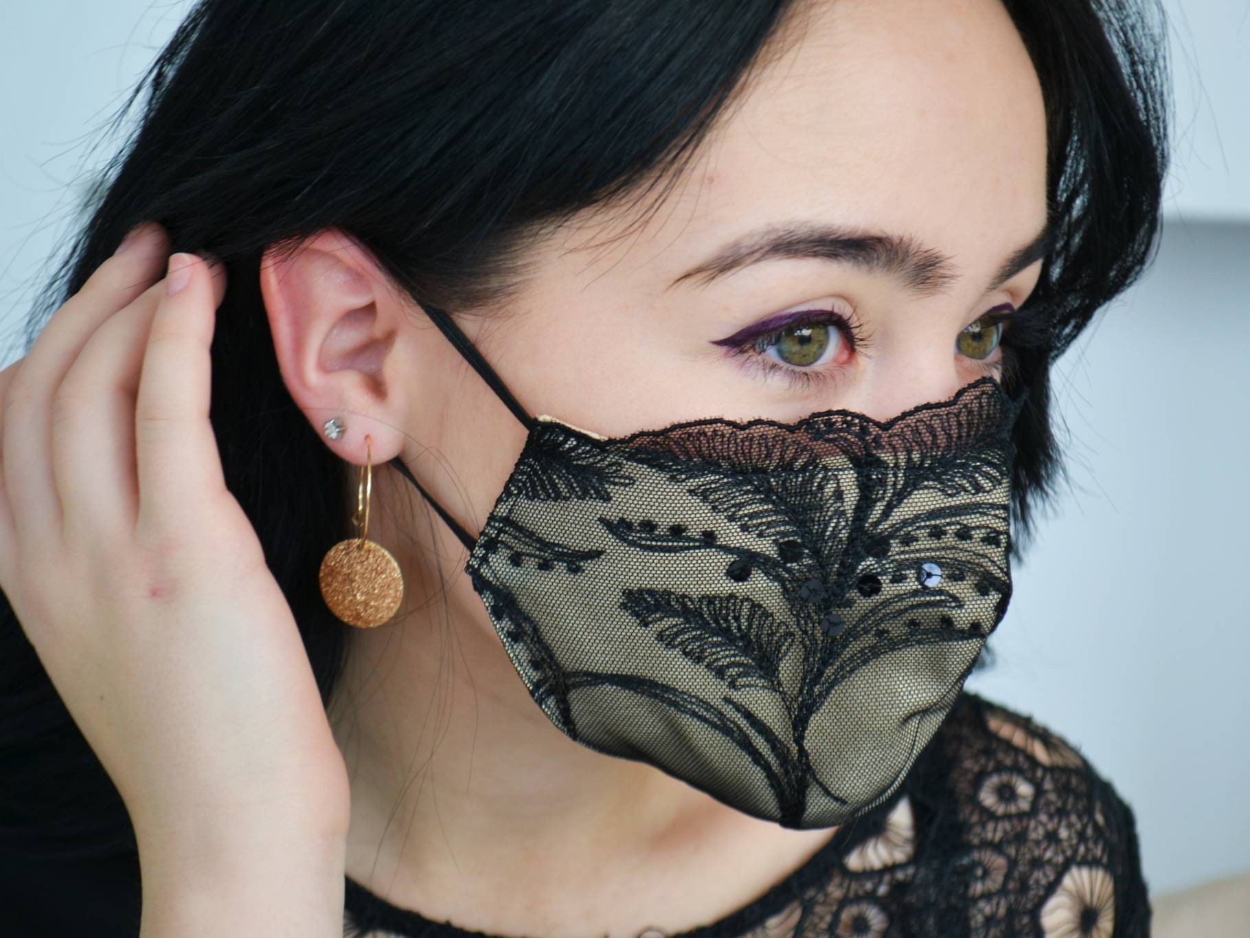 Vintage Wedding Guests Face Mask With Sequins Elegant Fancy Etsy