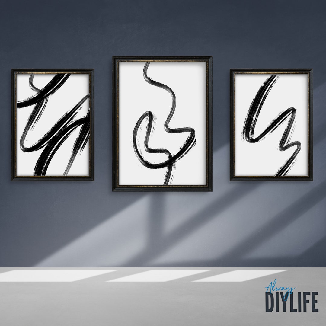 SET of 3 Line Drawing Artline Drawing Printg2-multi - Etsy