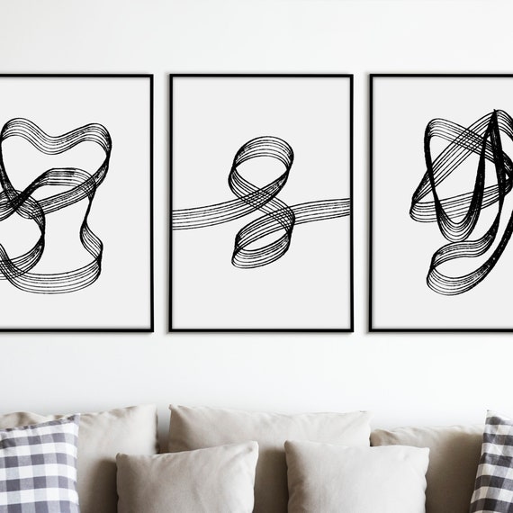 SET of 3 Line Drawing Artline Drawing Printg5-multi - Etsy