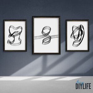 SET of 3 Line Drawing Art,line Drawing Printg5-multi Size,brush Sketch ...