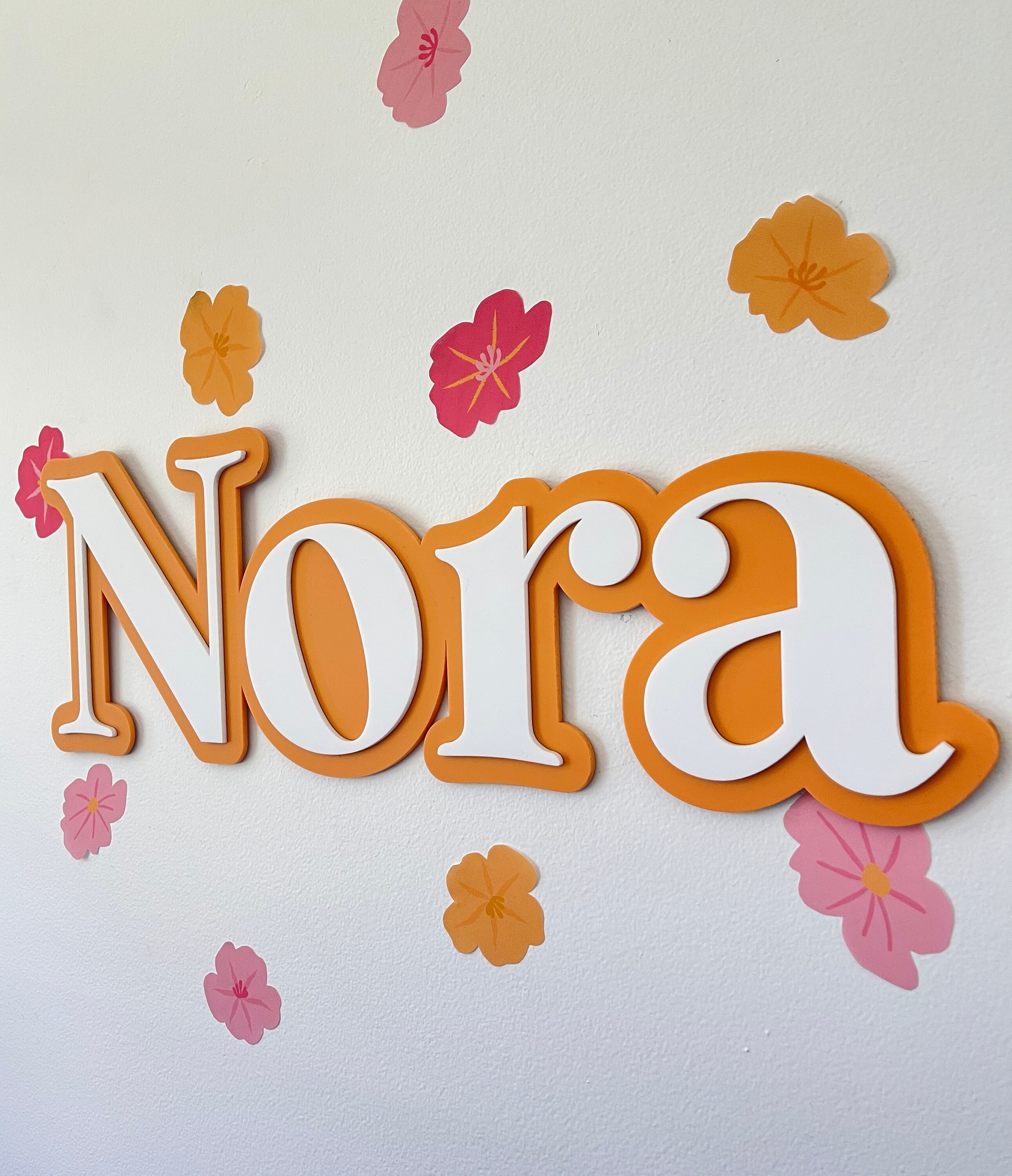 Personalised Orange White Block Letter Double Layer Acrylic - Etsy