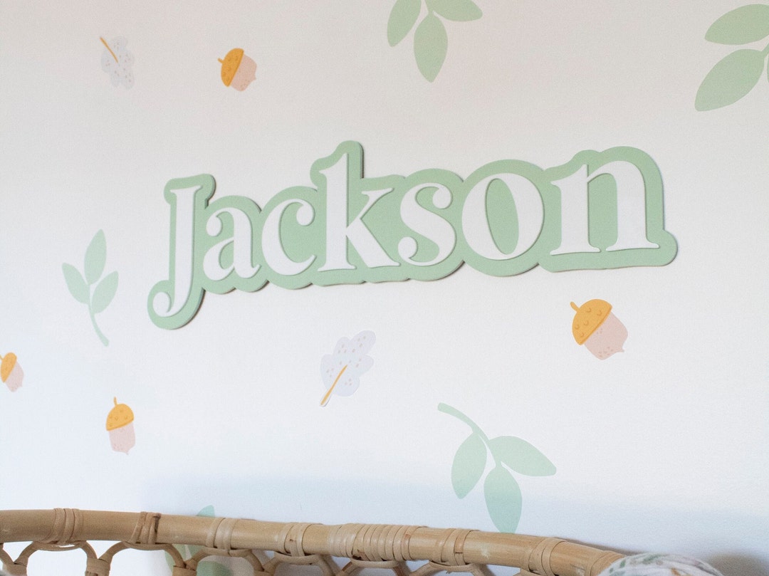 3D Pastel Green Name Sign, Green White Double Layered Acrylic Name Sign ...