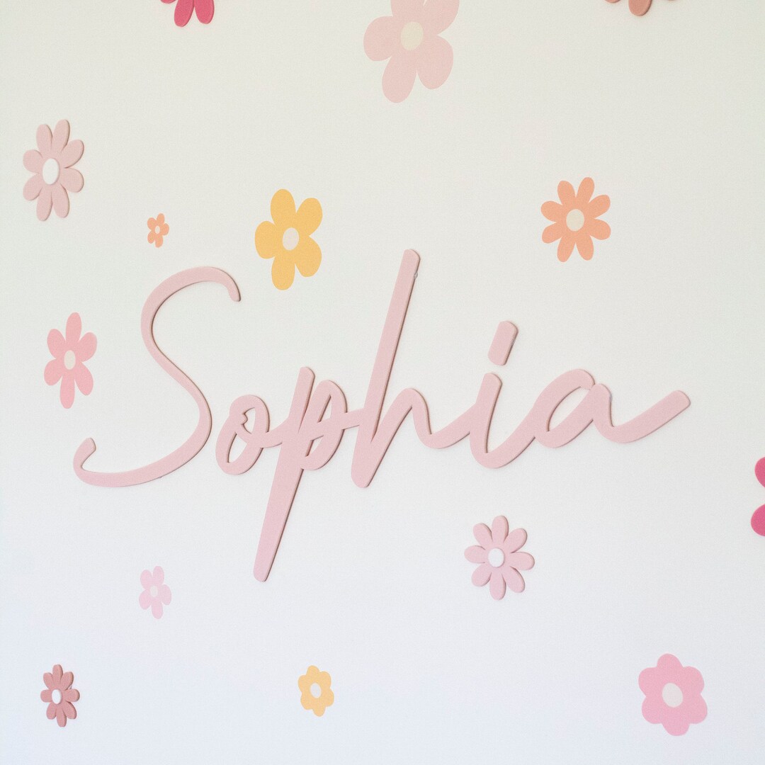 Personalised Baby Pink Name Sign Script or Plaque, Personalised Nursery ...