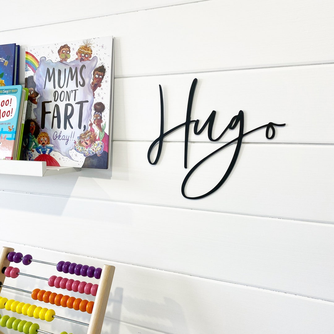 Black Name Sign Plaque for Nursery, Bedroom. Matte Black Personalised ...