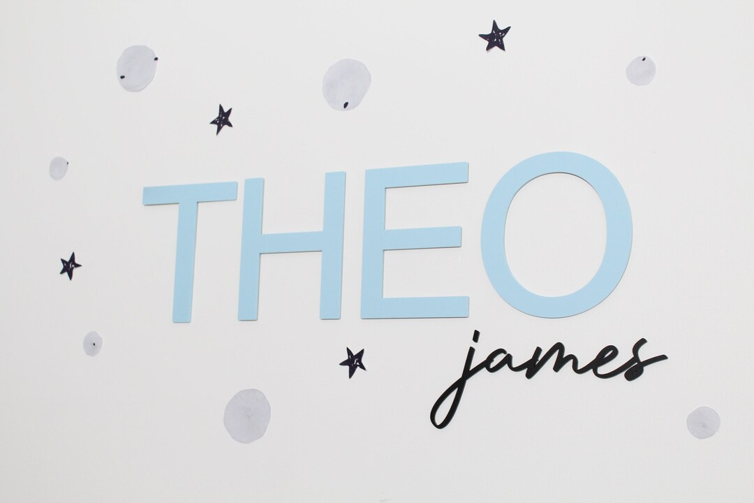 Personalised Block Letters Baby Blue Acrylic Name Script - Etsy Australia