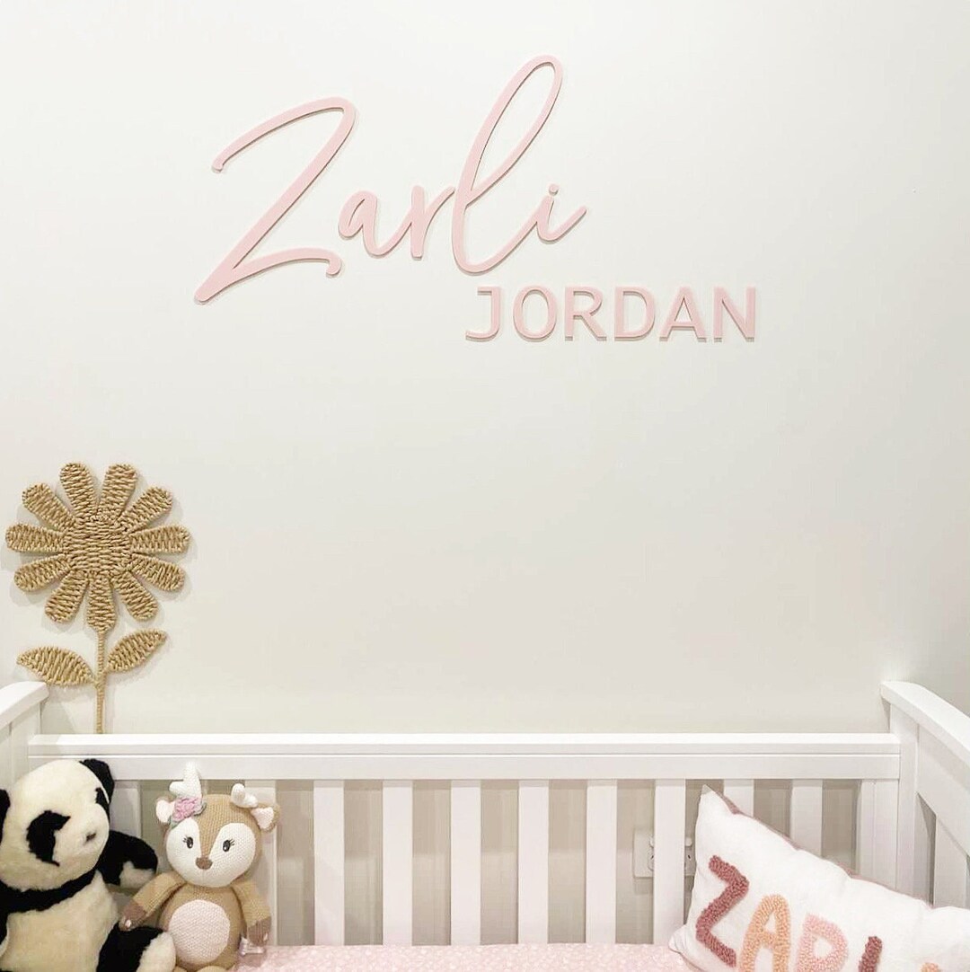 Baby Pink First and Middle Name Wall Name or Door Sign, Nursery Decor ...