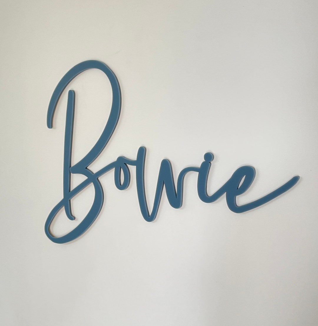 Personalised Bluestone Blue Acrylic Name Script Plaque Wall Sign, Boys ...