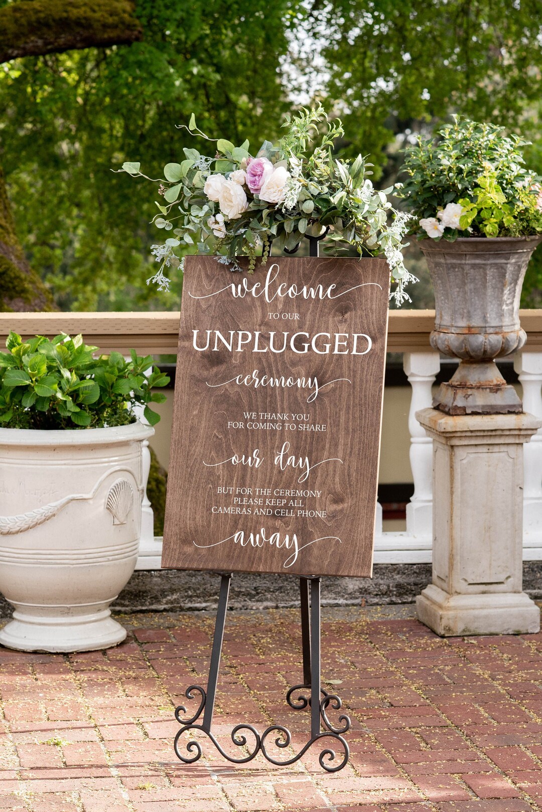Unplugged Wedding Sign - Unplugged Ceremony Sign - Vertical Wooden ...