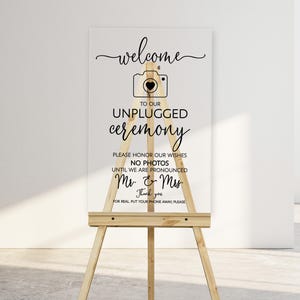Unplugged Wedding Sign - Unplugged Ceremony Sign - Vertical Wooden ...