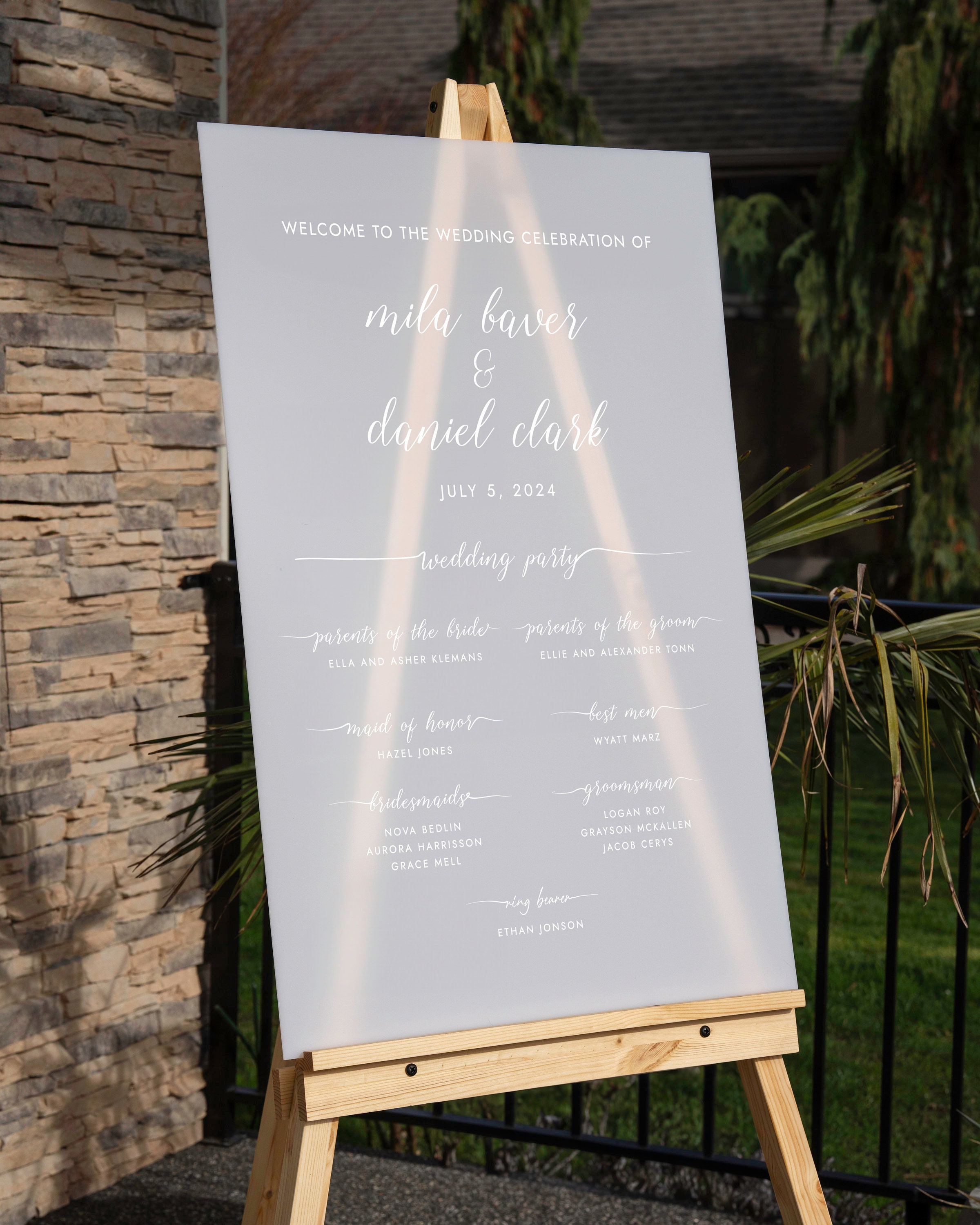 Bridal Party Sign - Wedding Welcome Sign - Acrylic Sign - Frosted ...