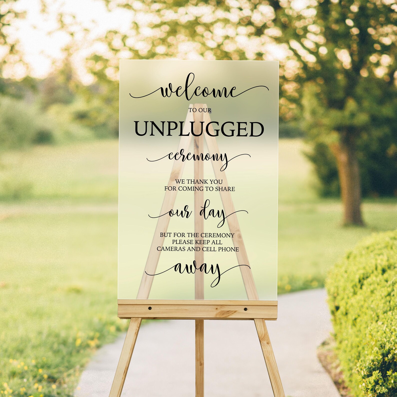 Unplugged Wedding Sign - Unplugged Ceremony Sign - Vertical Wooden ...
