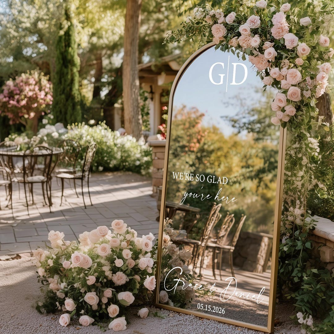 Wedding Mirror Decal, Personalized Welcome Sign With Names & Date ...