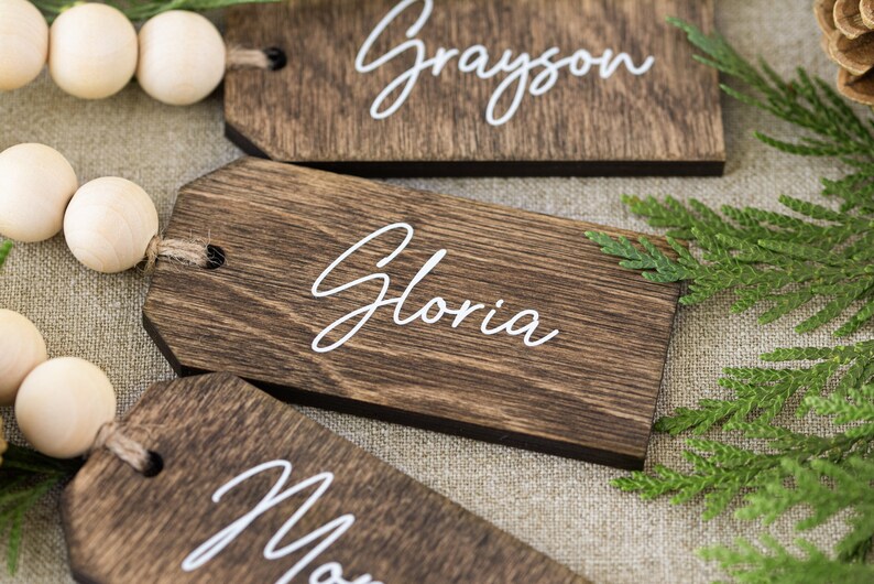 Beaded Wooden Name Tag Personalized Christmas Stocking Tags - Etsy