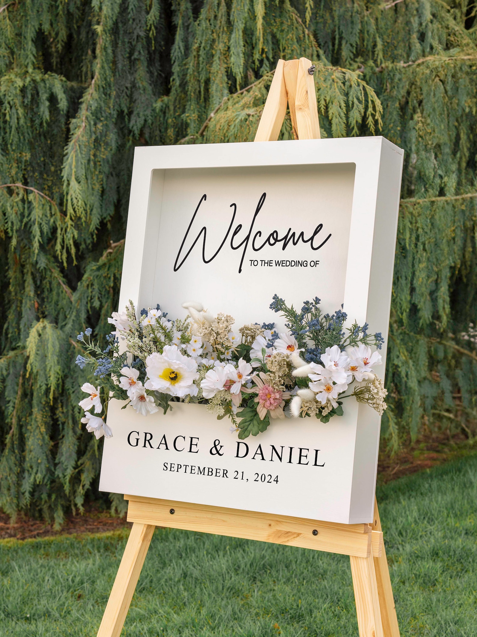 Wedding Welcome Sign Flower Box Welcome Sign Personalized Event Decor ...