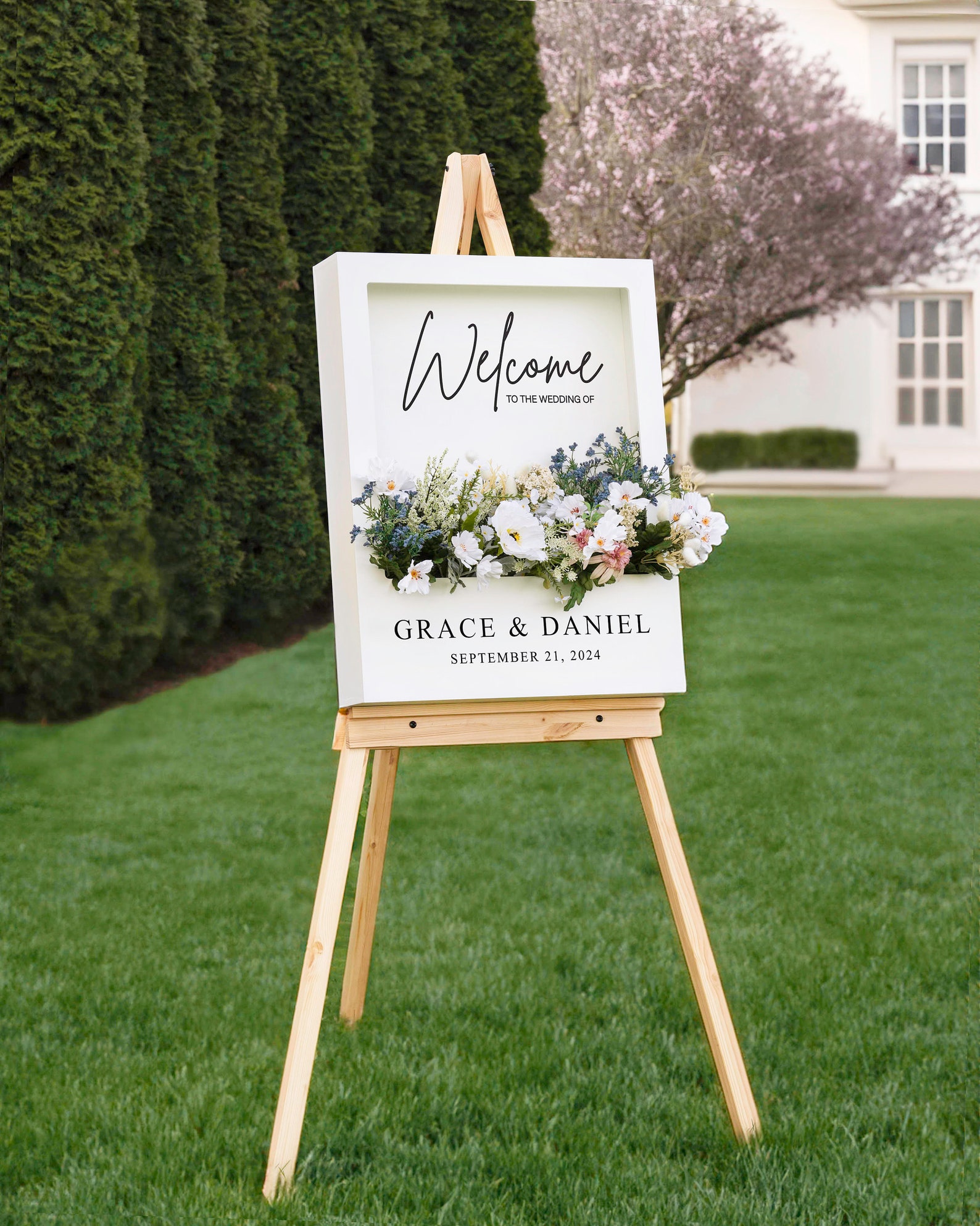 Wedding Welcome Sign Flower Box Welcome Sign Personalized Event Decor ...