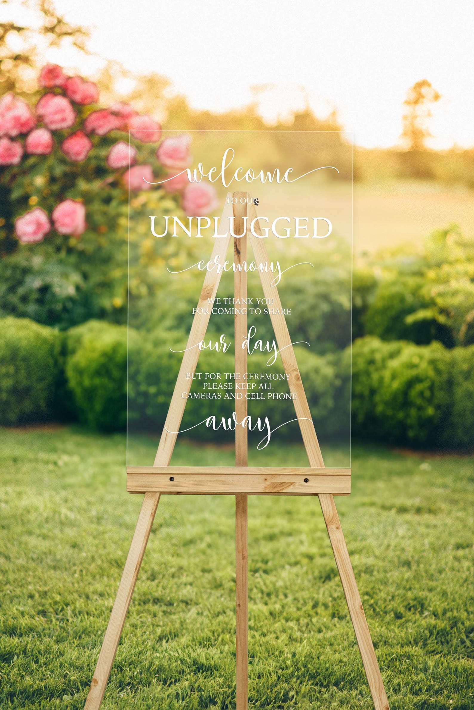Unplugged Wedding Sign - Unplugged Ceremony Sign - Vertical Wooden ...
