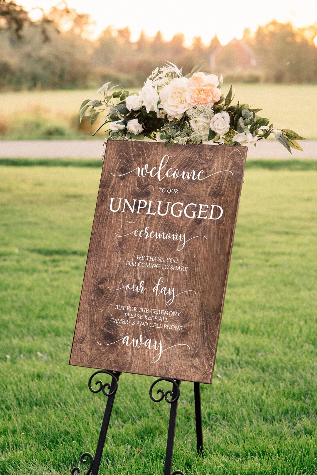 Unplugged Wedding Sign - Unplugged Ceremony Sign - Vertical Wooden ...