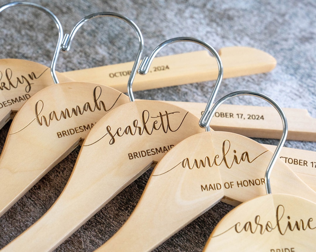 Personalized Bridesmaid Hangers - Wedding Hanger - Wooden Engraved ...