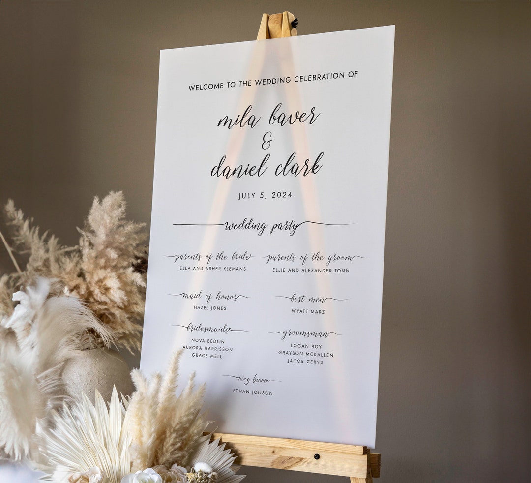Bridal Party Sign - Wedding Welcome Sign - Acrylic Sign - Frosted ...
