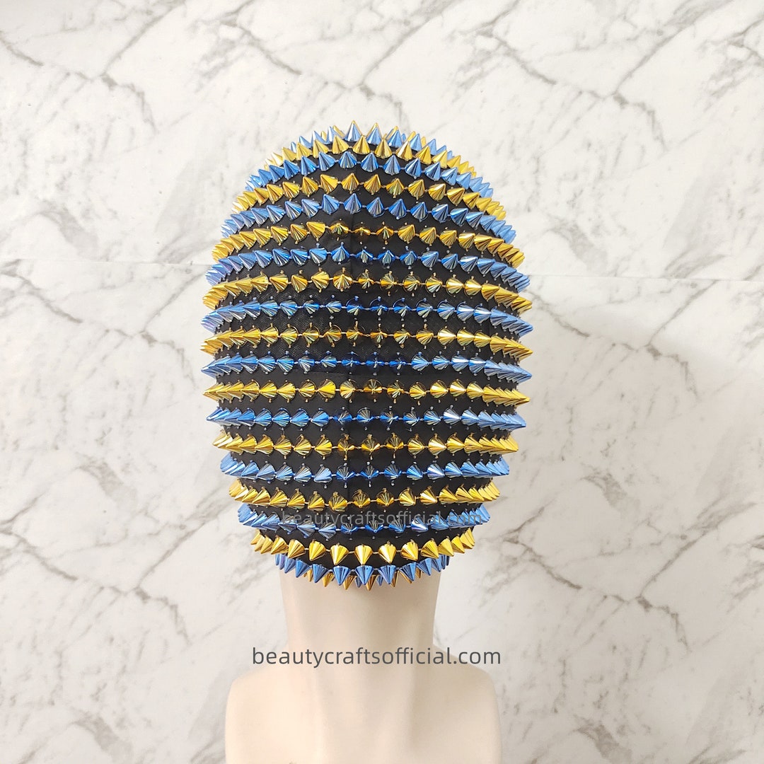 Double Color Full Face Studded Spike Mask, Handmade Halloween Full ...