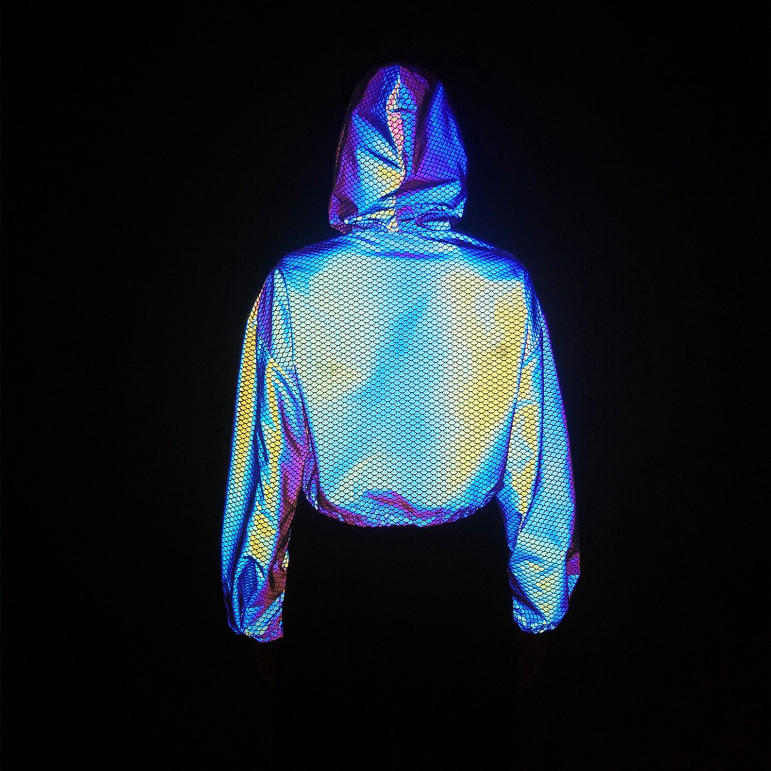 Women's Black Rainbow Reflective fish Scale - Etsy