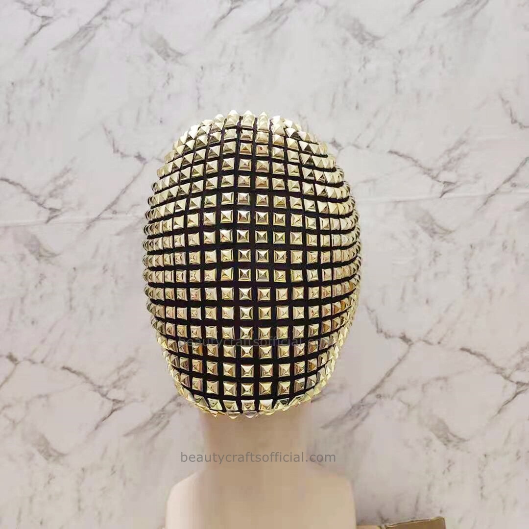 Gold Spike Full Face Jewel Mask, Handmade Full Coverage Haute Couture ...